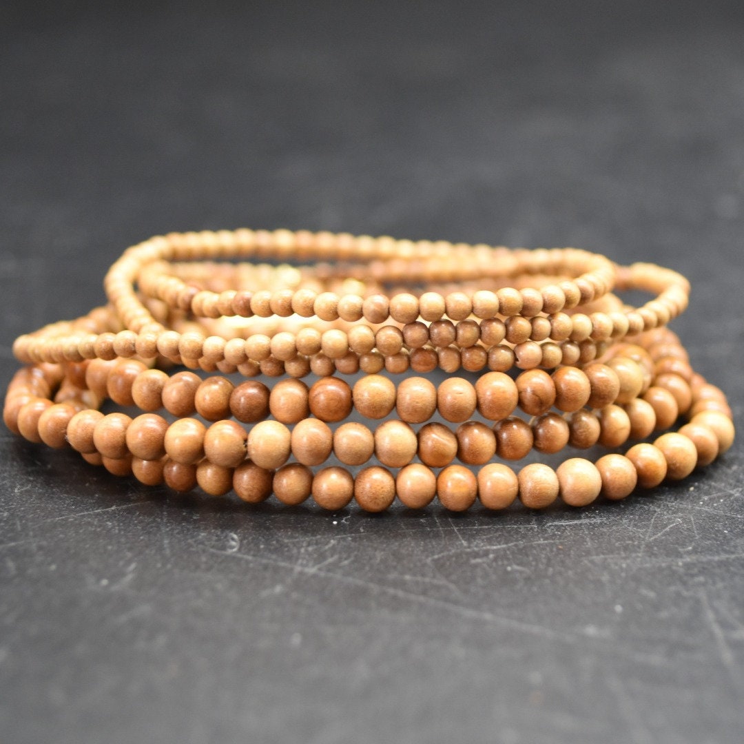 Mysore Sandalwood Round Wood Beads - Mala Prayer Wood Beads - 2mm, 3mm ...