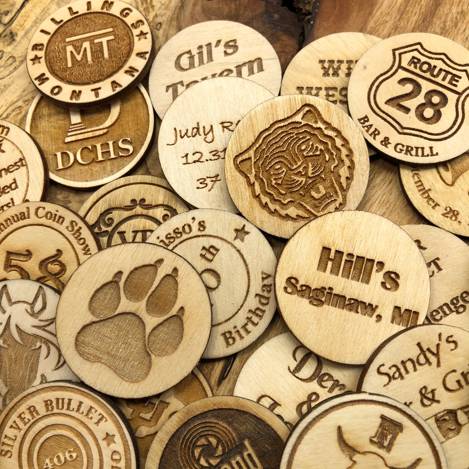 100 Custom Drink Tokens --laser Engraved - Etsy