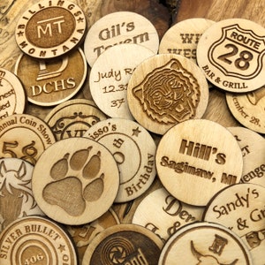 50 Custom Laser Engraved Wooden Beer Tokens - Etsy