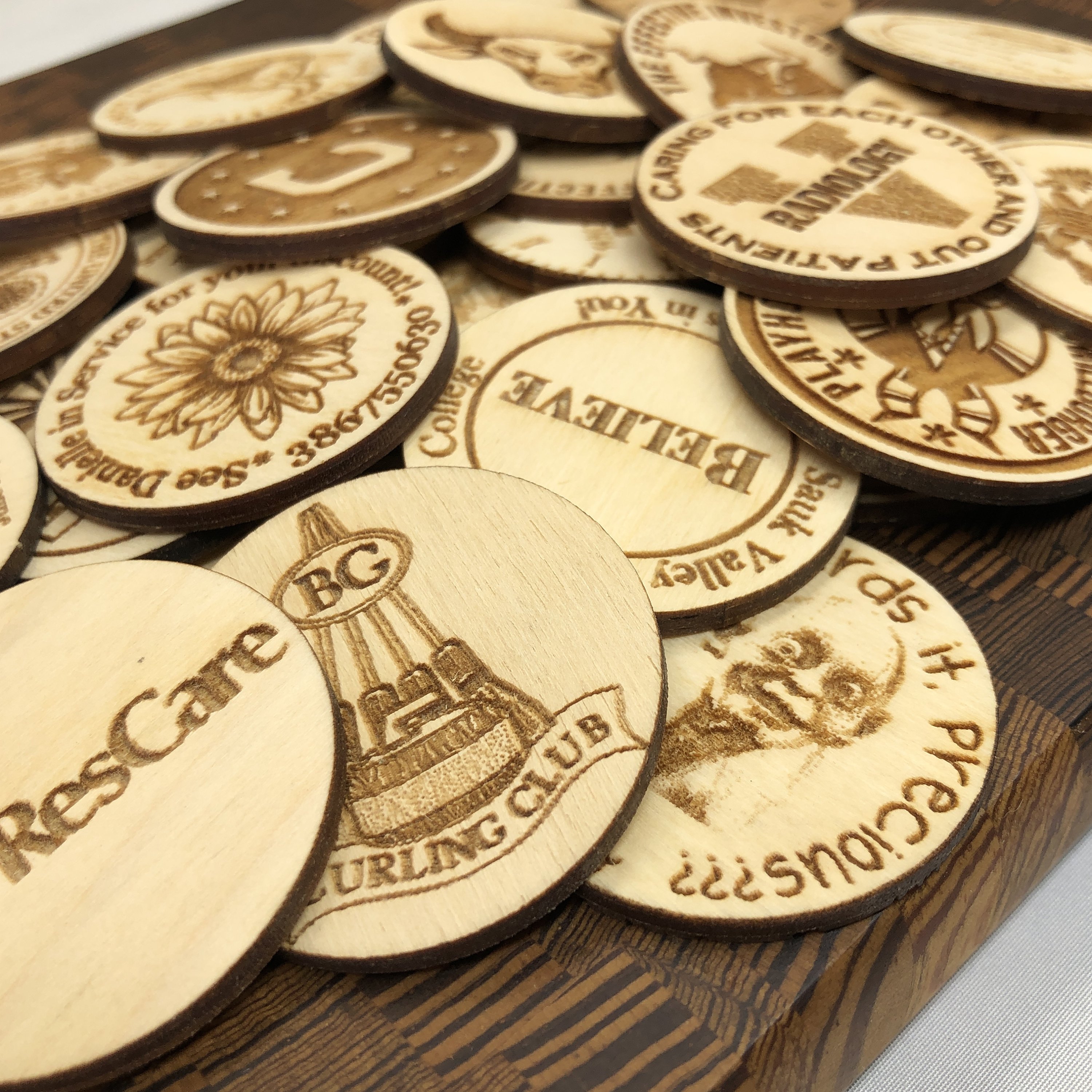 150 Custom 2-sided 1.75" Tokens - Your Logo or Message on Both Sides ...