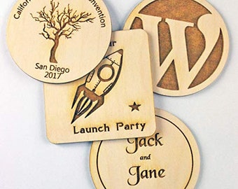 25 Square Tuit . Laser Engraved Wood Token - Etsy