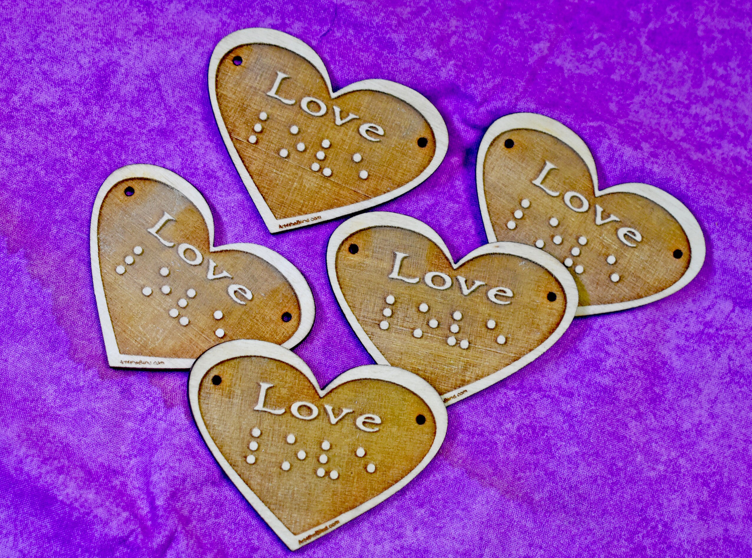 5 Braille Valentines Wooden Hearts With LOVE Gift for the | Etsy