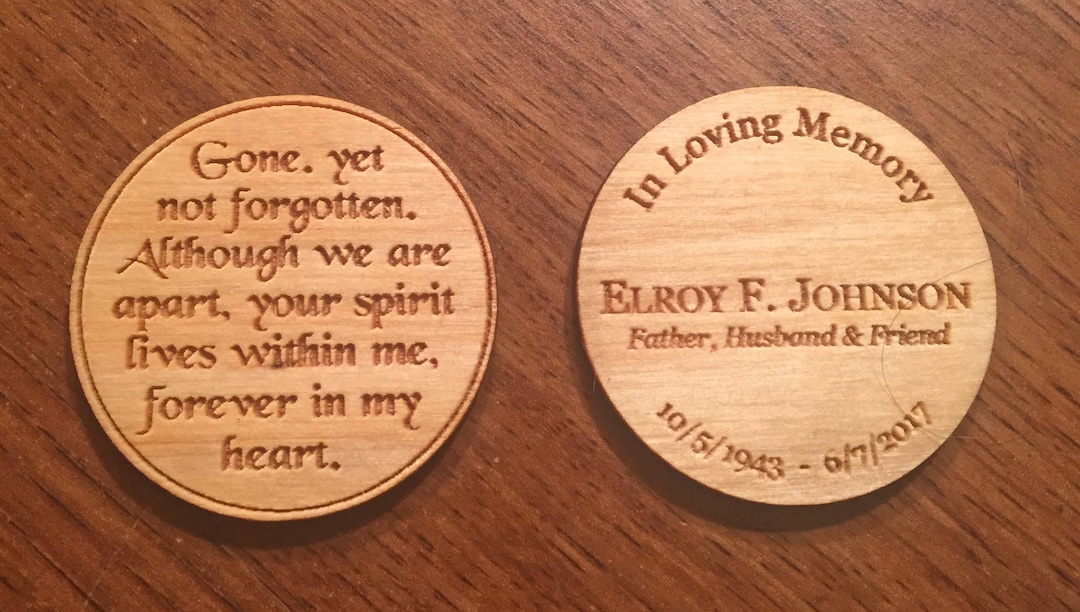 Memorial Tokens - Custom Wooden Tokens Become Heirlooms - 100 Count ...