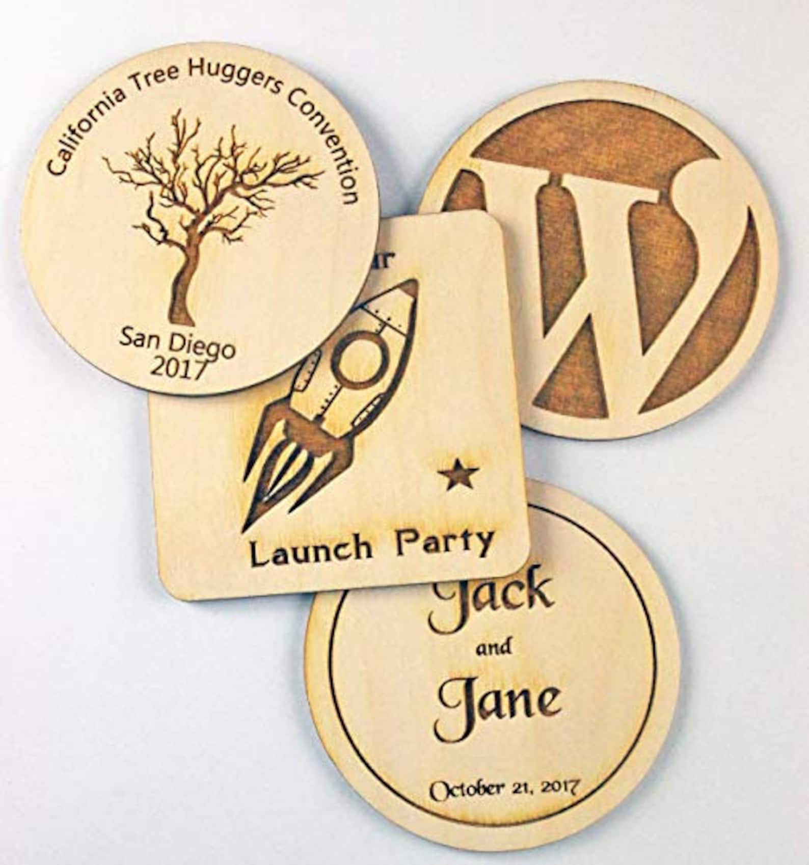 100 Custom One-sided Laser Engraved Wooden Coasters - Etsy