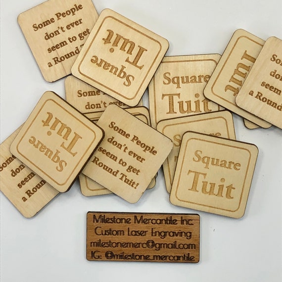 100 Square Tuit . Laser Engraved Wood Token - Etsy