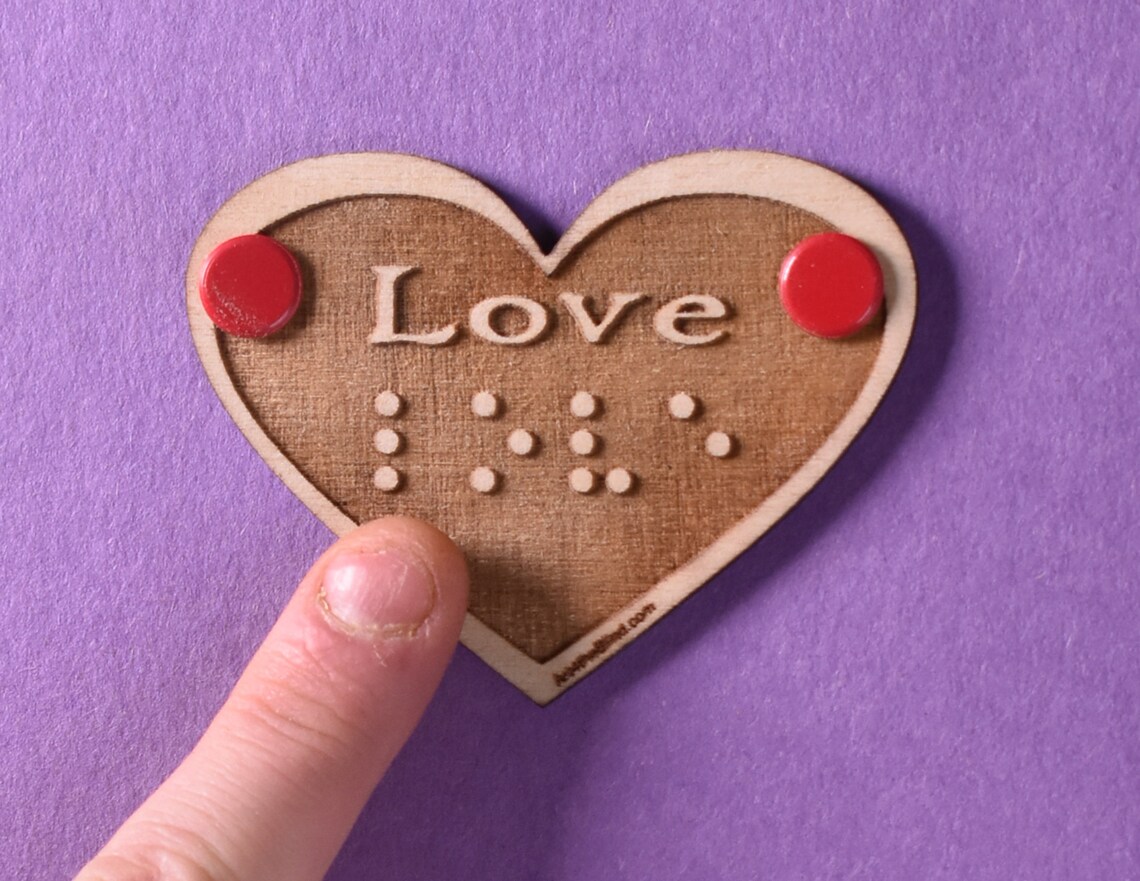 5 Braille Valentines Wooden Hearts With LOVE Gift for the - Etsy