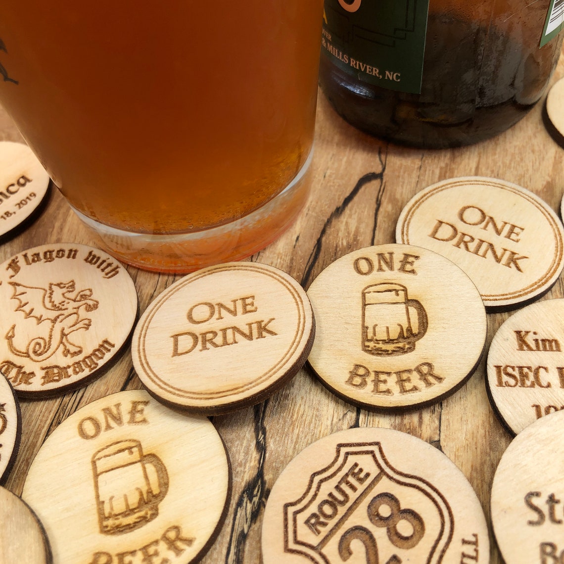 100 Custom Drink Tokens laser Engraved - Etsy