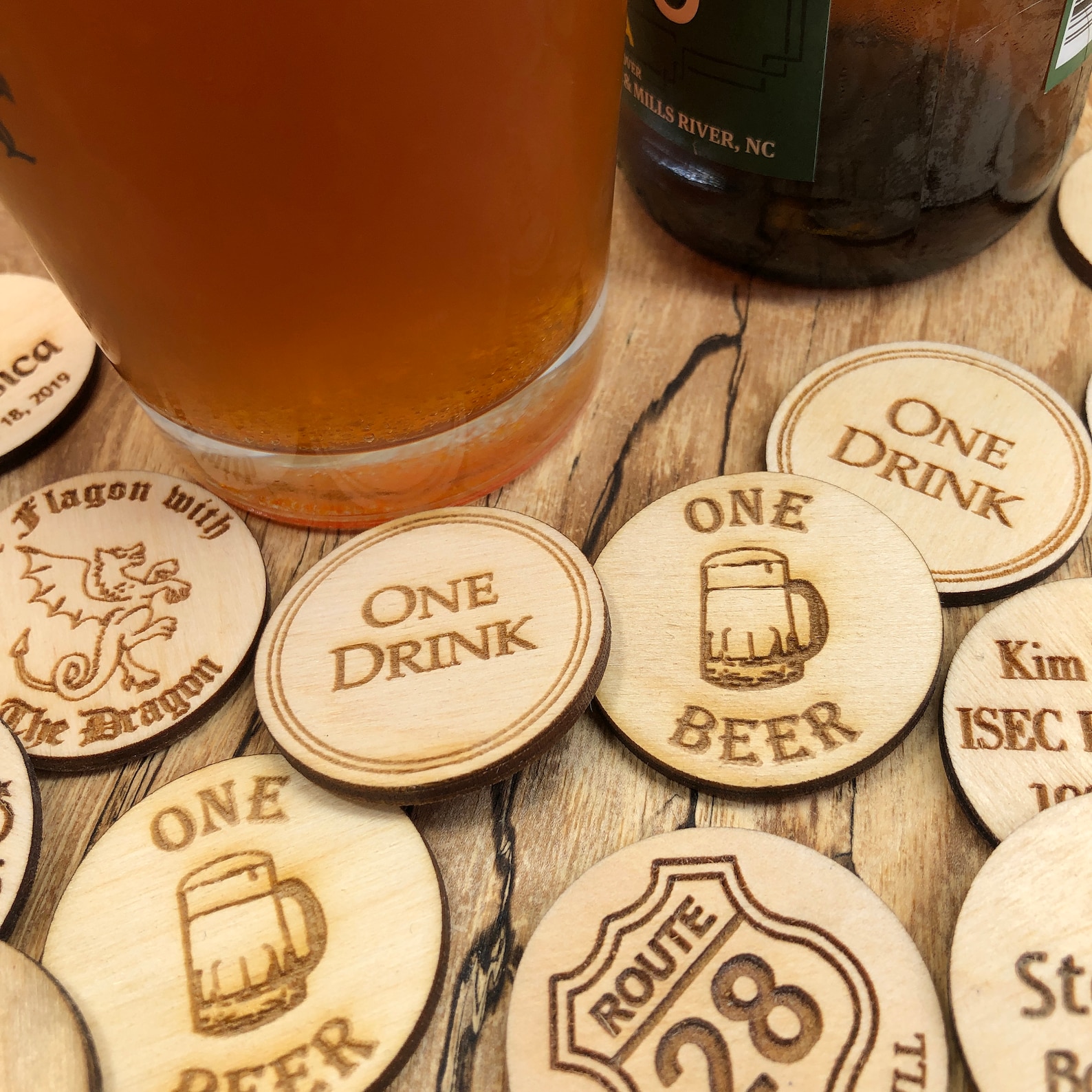 100 Custom Drink Tokens --laser Engraved - Etsy