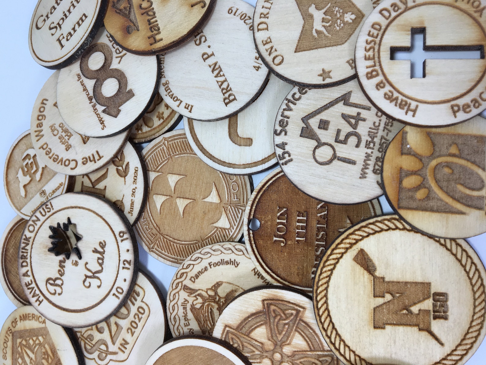 200 Custom 2-sided 1.75 Tokens Your Logo or Message on Both Sides Your ...