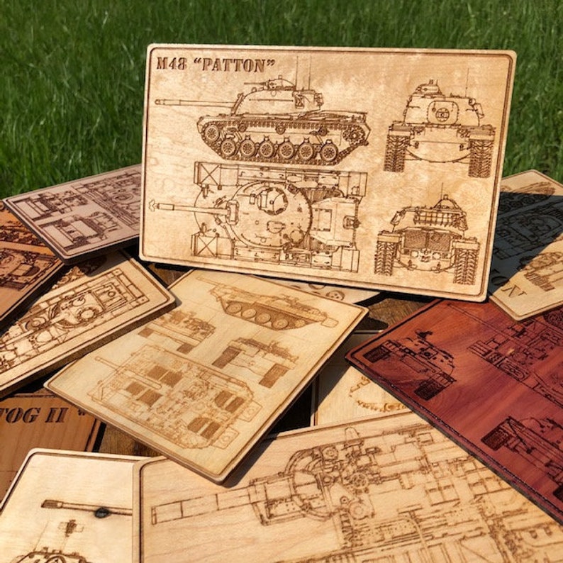 Laser Engraved Historical Military Tank Schematics/technical Drawings ...