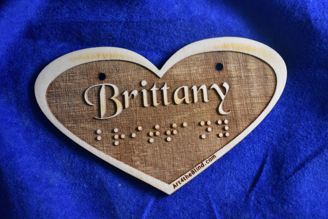 Custom Tactile Art Wooden Heart With Name & Braille Raised - Etsy
