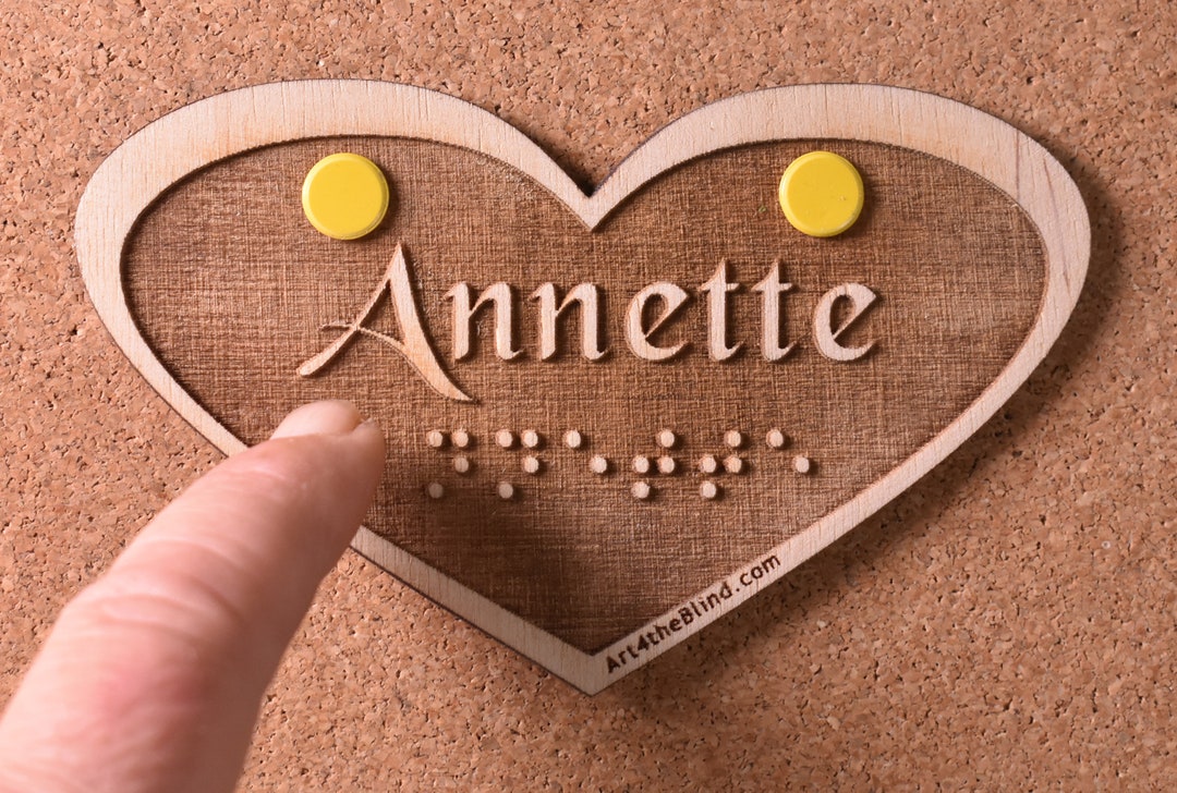 Custom Tactile Art - Wooden Heart With Name & Braille Raised, Gift for ...