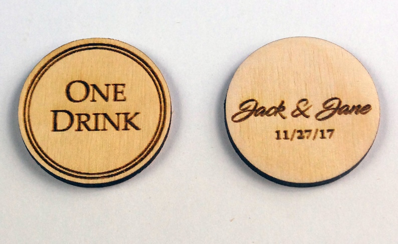 250 Wooden Custom Logo Drink Tokens Laser Engraved | Etsy