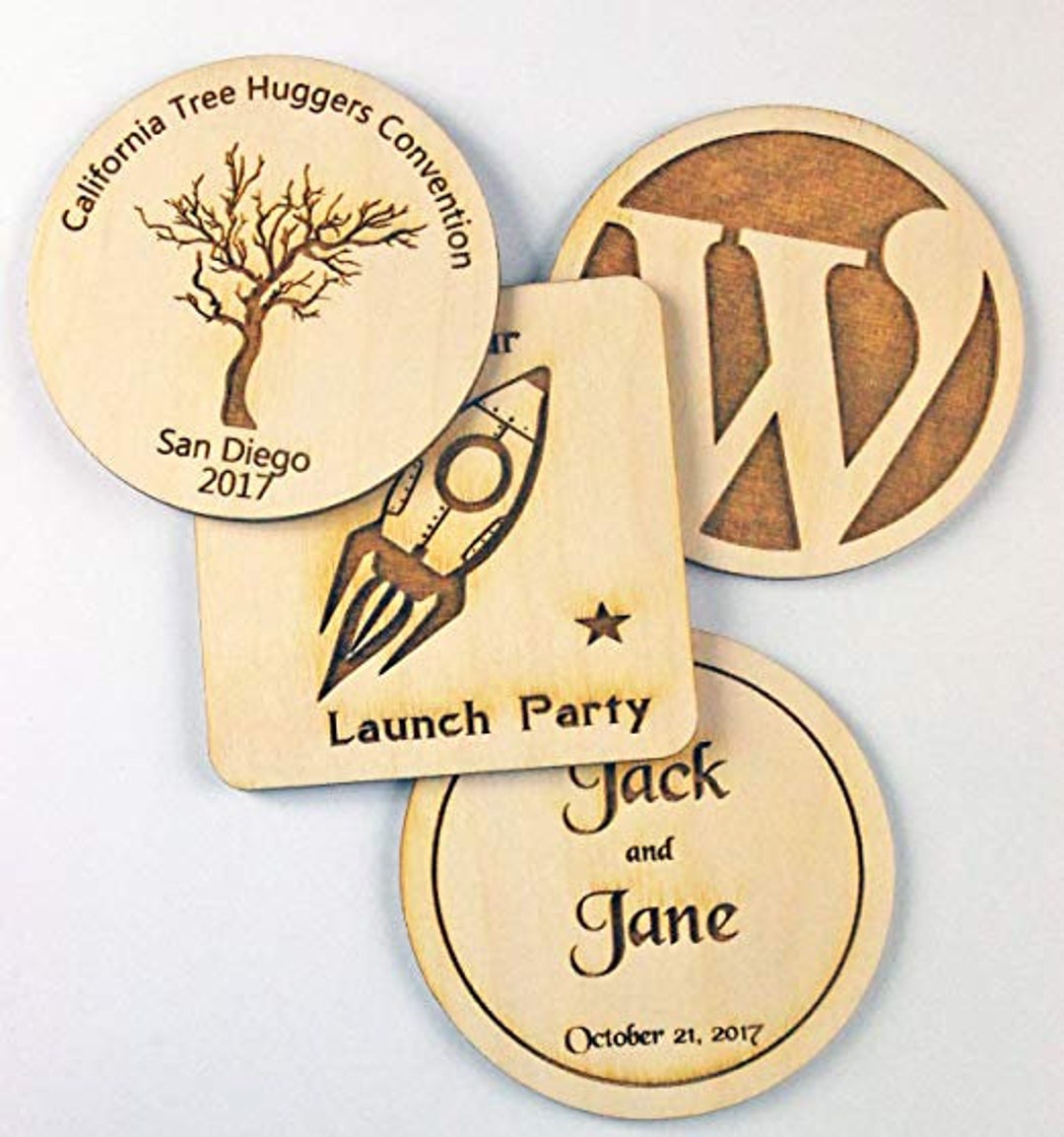 50 Custom Two-sided Laser Engraved Wooden Coasters - Etsy