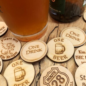 50 Custom Laser Engraved Wooden Beer Tokens - Etsy