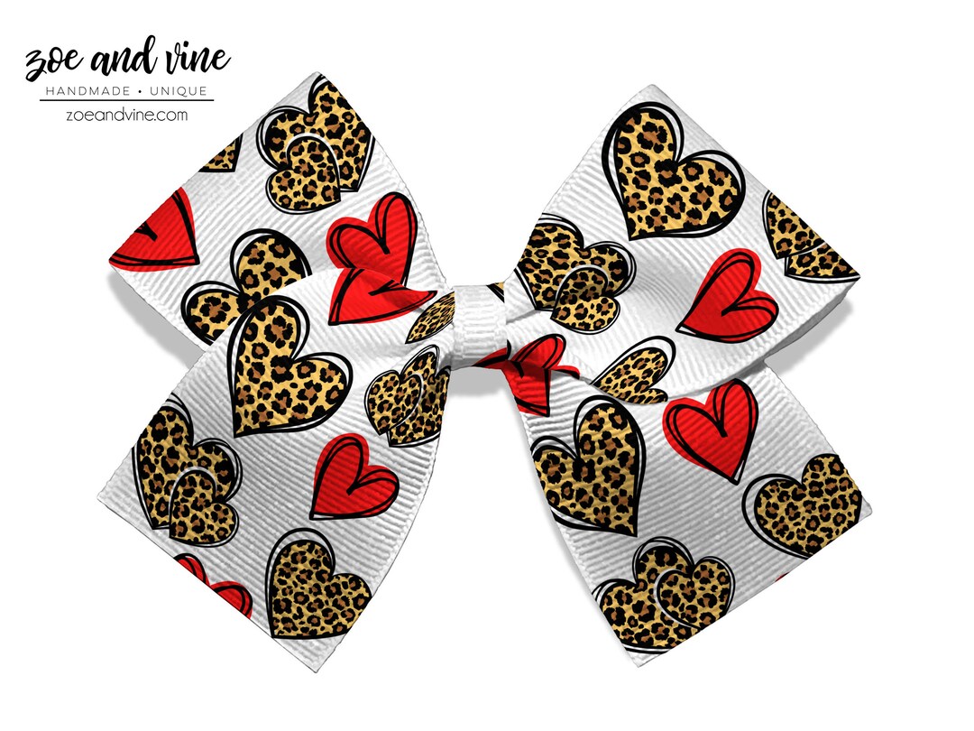 Heart Bow, Heart Headband, Valentine's Day Bow, Valentine's Cheer Bow ...