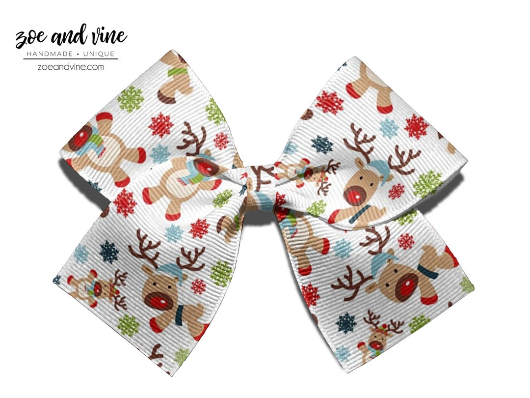Reindeer Bow Red Nosed Reindeer Headband Christmas Bow - Etsy