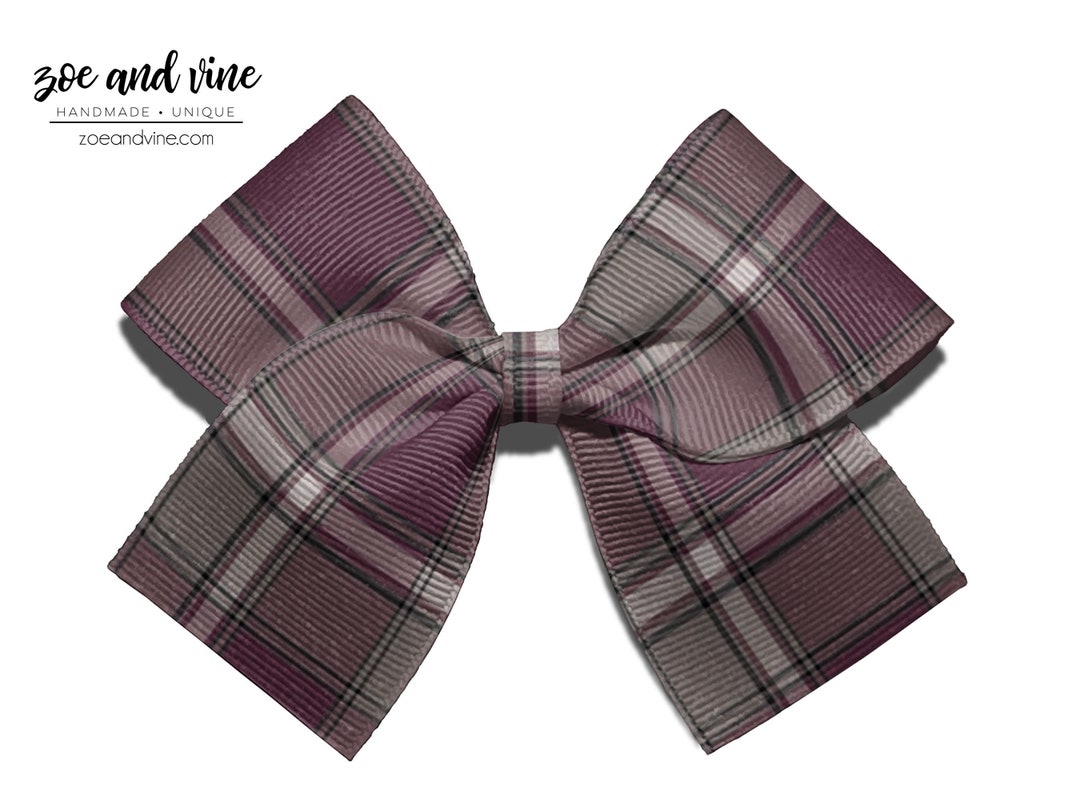 School Uniform Bow, School Uniform Headband, Maroon Gray Plaid Bow ...