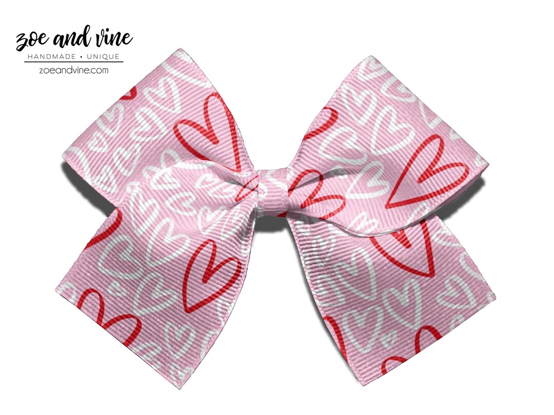 Heart Bow, Heart Headband, Valentine's Day Bow, Valentine's Cheer Bow ...