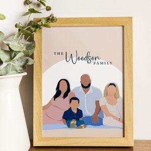 Custom Family Vector Portrait, Family Gift, Personalized Vector Art ...