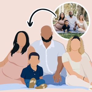Custom Family Vector Portrait, Family Gift, Personalized Vector Art ...