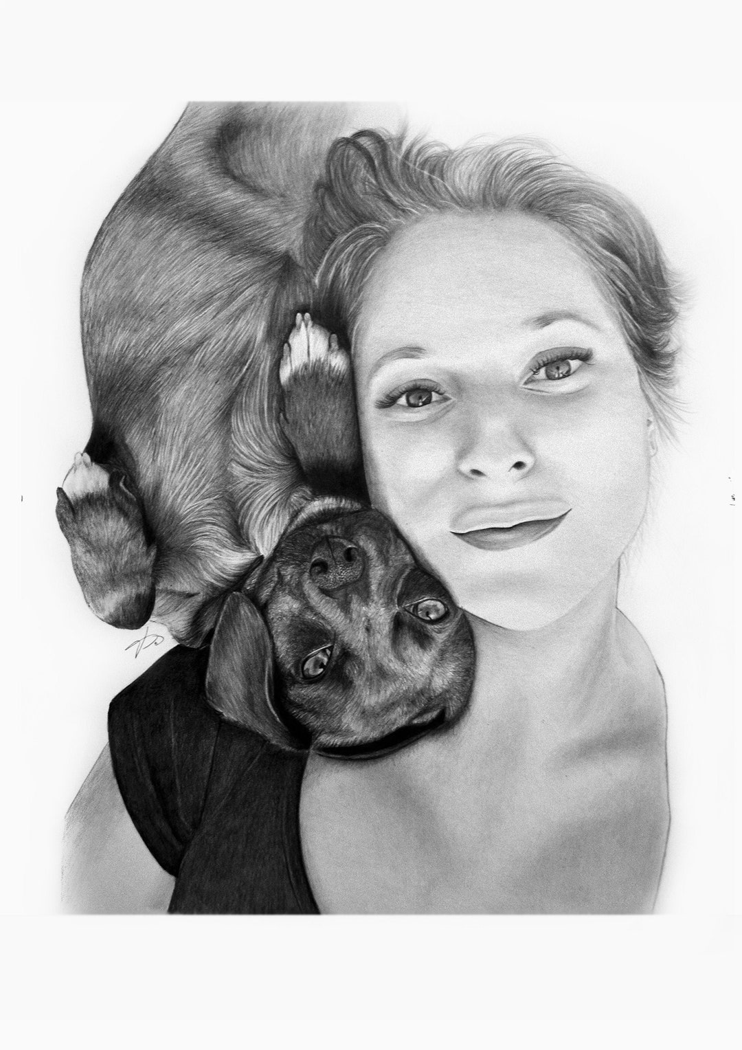 Custom Dog Portrait, Hand Drawn Portrait, Drawing From Photo, Dog ...
