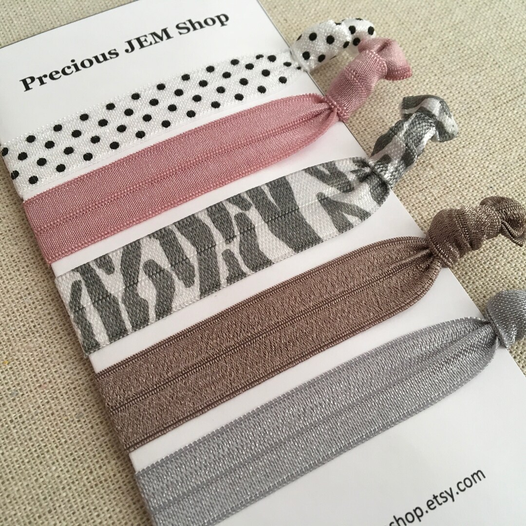 Animal Print Neutral Hair Ties - Pack of 5 Hair Ties, Elastic Hair Ties ...