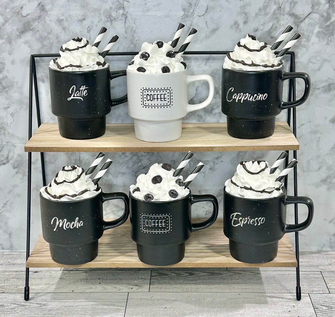 Coffee, Fake Coffee, Cappuccino, Mocha, Tiered Tray Decor, Tiered Tray ...