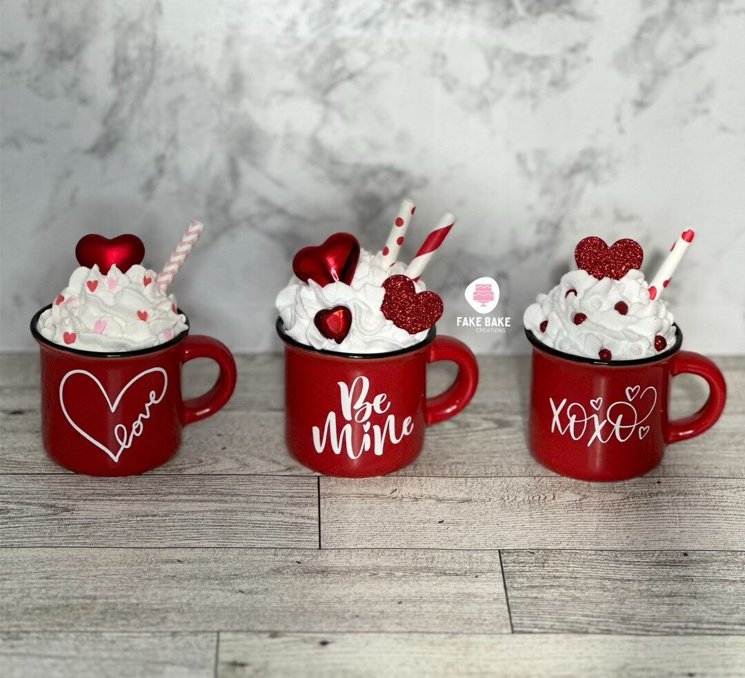 Valentine’s Day, Valentine, Valentines Day, Mini Mug Decor, Tiered Tray ...