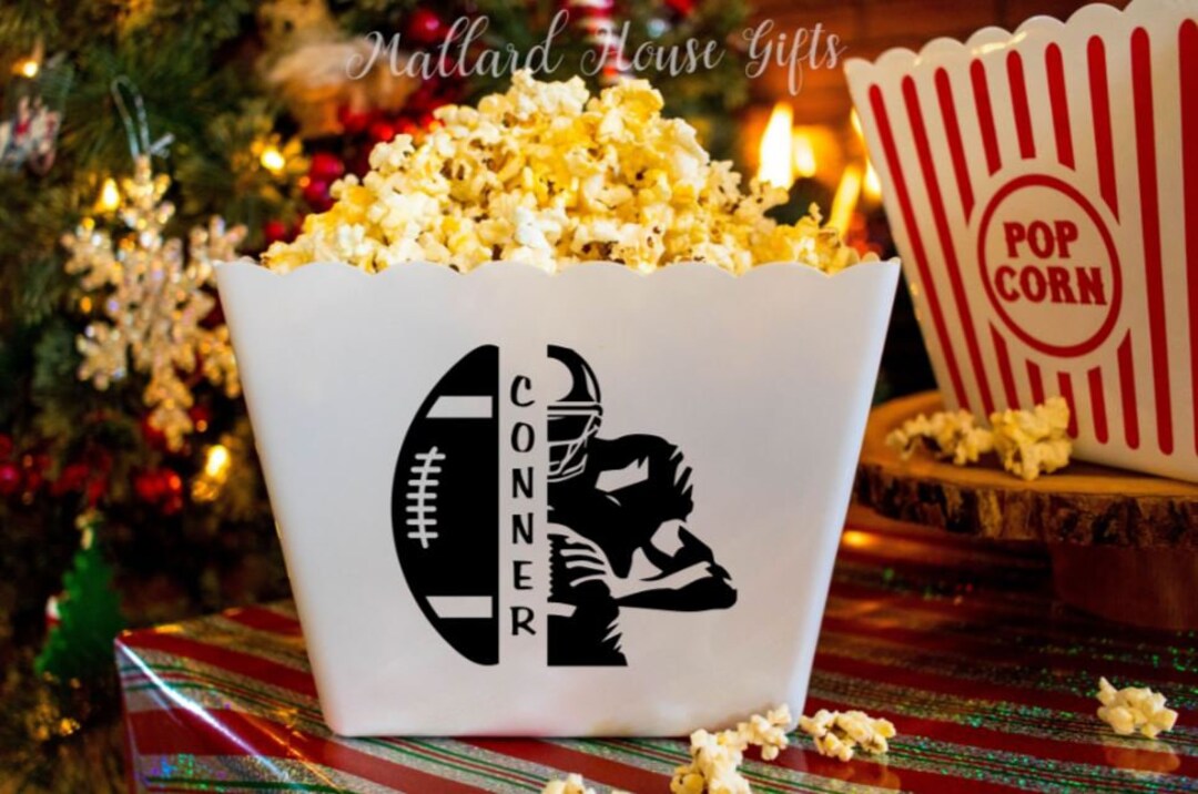 Personalized Football Popcorn Tub Custom Popcorn Tub Football Party ...