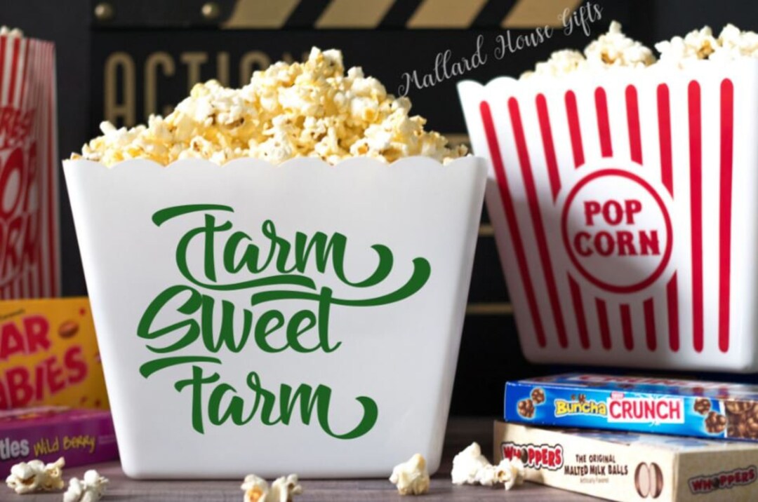 Custom Popcorn Tub Farm Sweet Farm Country Farm Movie Night Party Favor ...