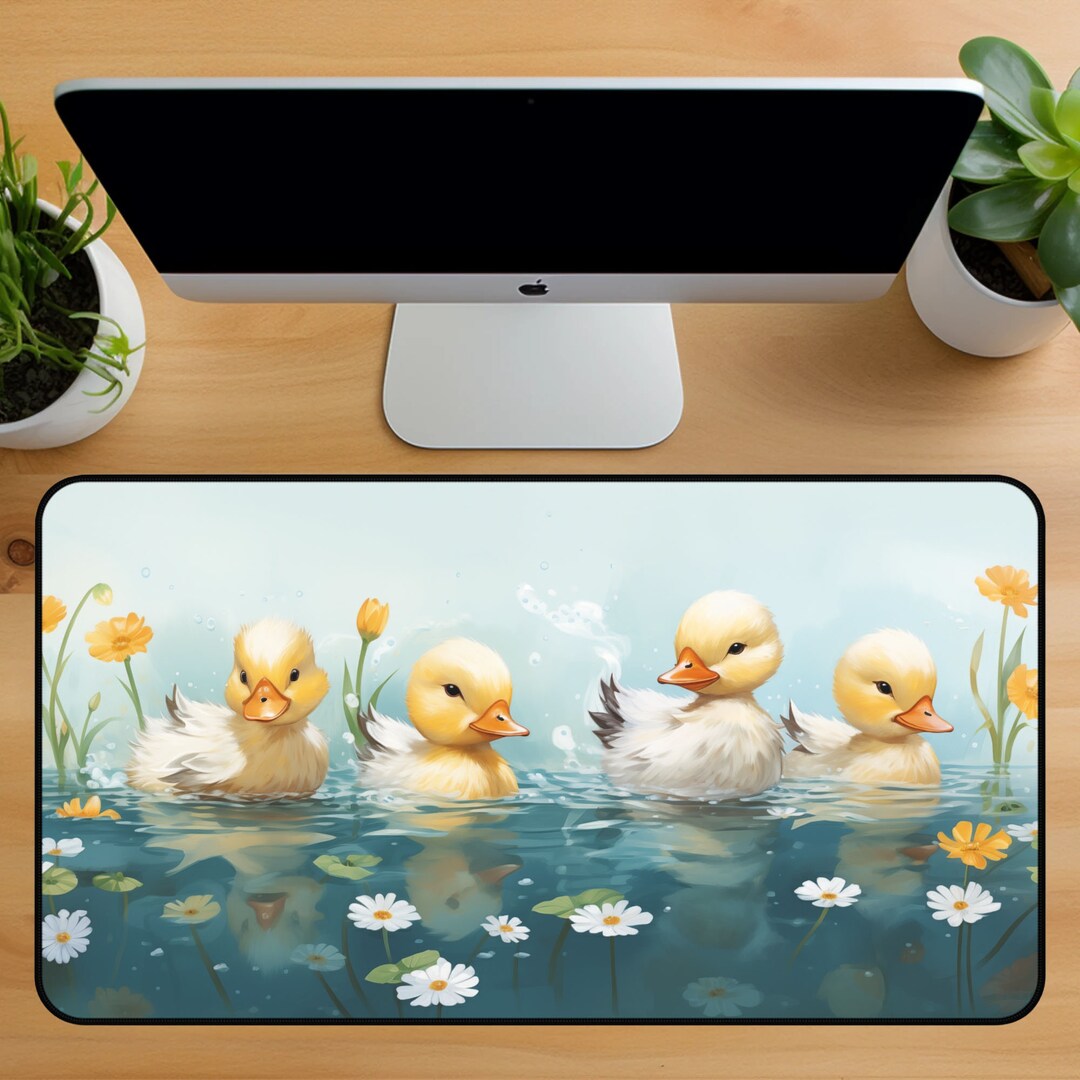 Duck Desk Mat, Duckling Desk Mat, Duck and Floral Desk Mat, Duck Mouse ...