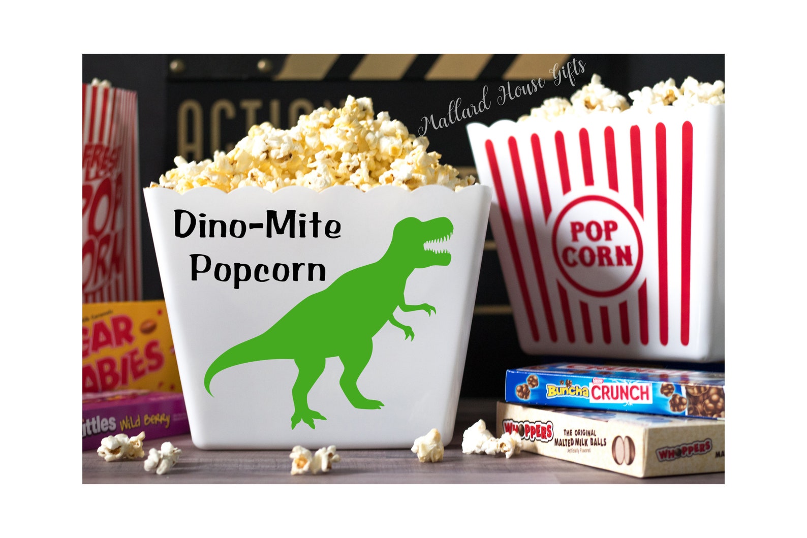 Personalized T-rex Dino-mite Popcorn Tub Custom Dinosaur | Etsy
