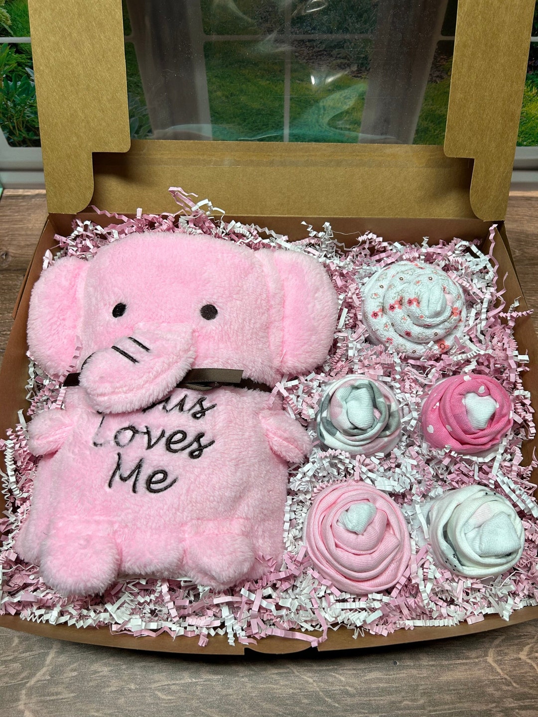 Religious Baby Gift Jesus Loves Me Pink Elephant Blanket and Onesie ...