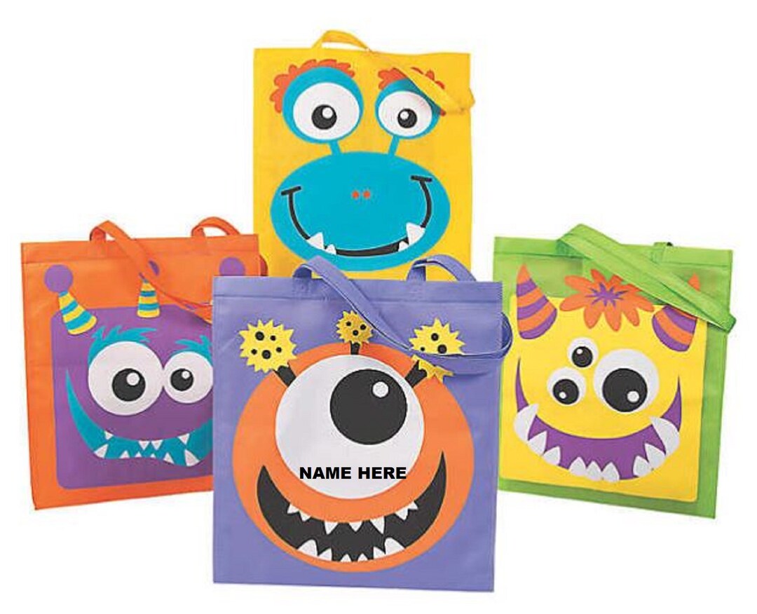 Personalized Trick or Treat Bags Monster Face Trick or Treat Bags Kids ...