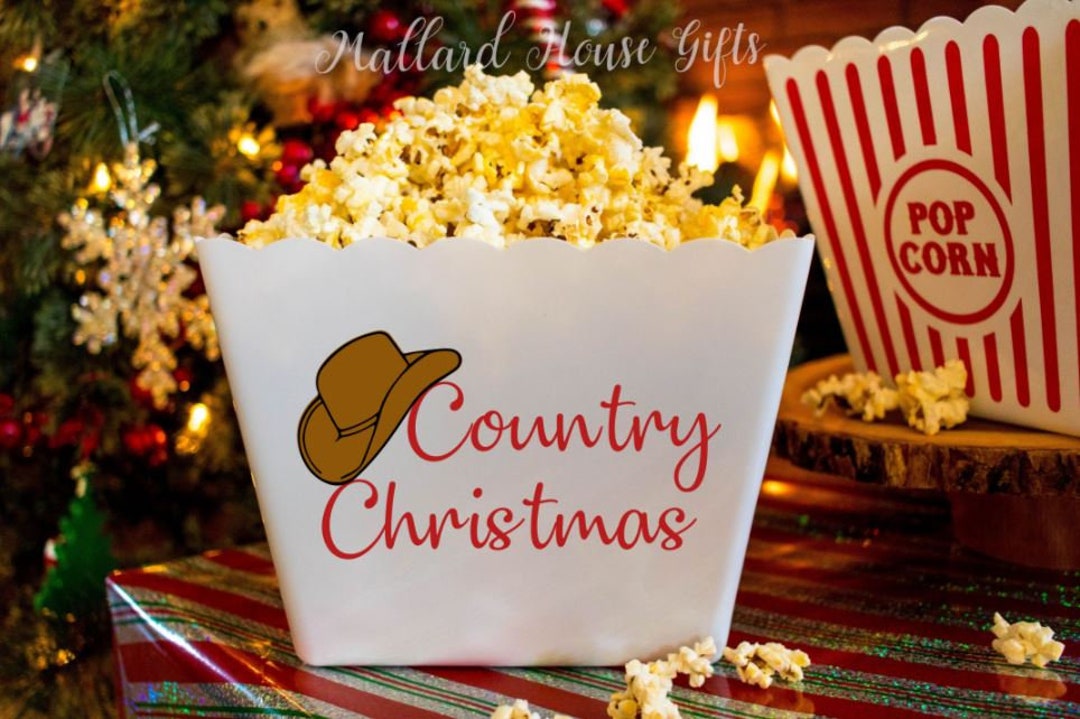 Custom Country Christmas Popcorn Tub Cowboy Hat Christmas Party Favor ...