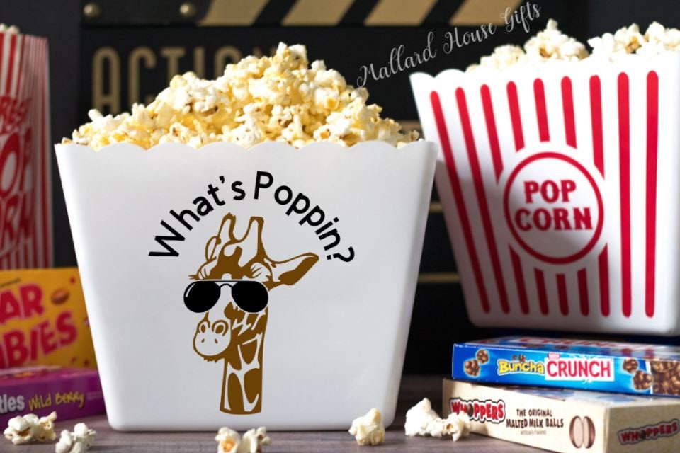 Personalized What's Poppin Giraffe Popcorn Tub Custom - Etsy