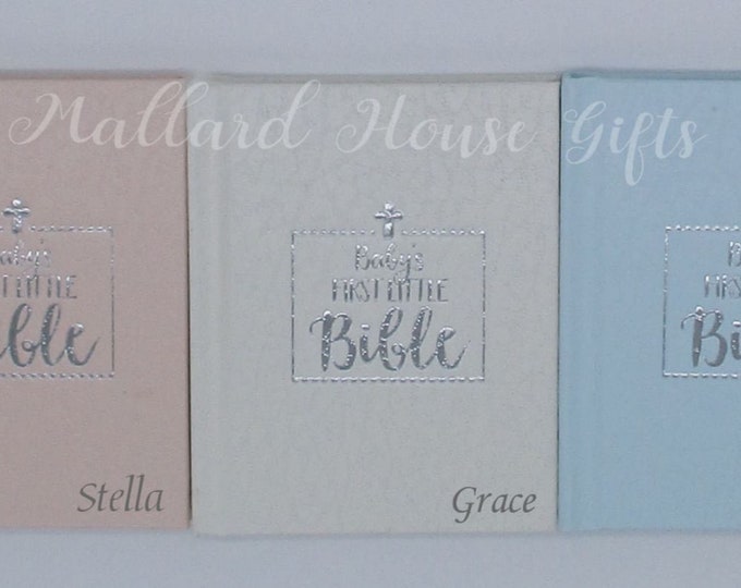 Personalized Baby's First Bible White Pink Blue Baby's First Little ...