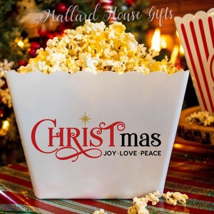 Custom Christmas Popcorn Tub Joy Love Peace Christmas Party Favor ...