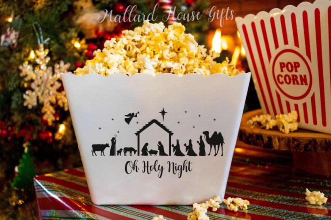 Nativity Scene Popcorn Tub Party Favor Personalized Popcorn Tub Custom ...