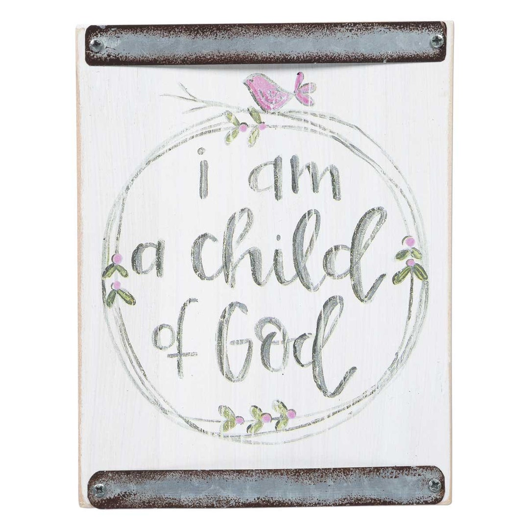 I Am A Child of God White Wood Block Sign Girls Wall Hanging Nursery ...