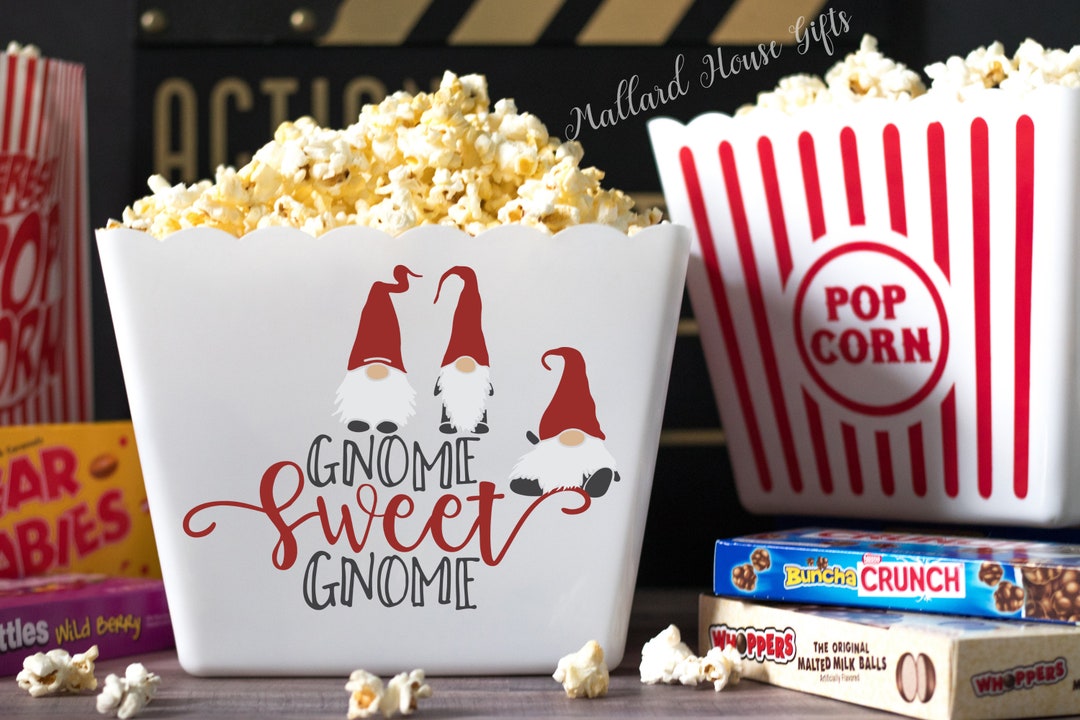 Personalized Popcorn Tub Gnome Sweet Gnome Custom Popcorn Tub Gift ...