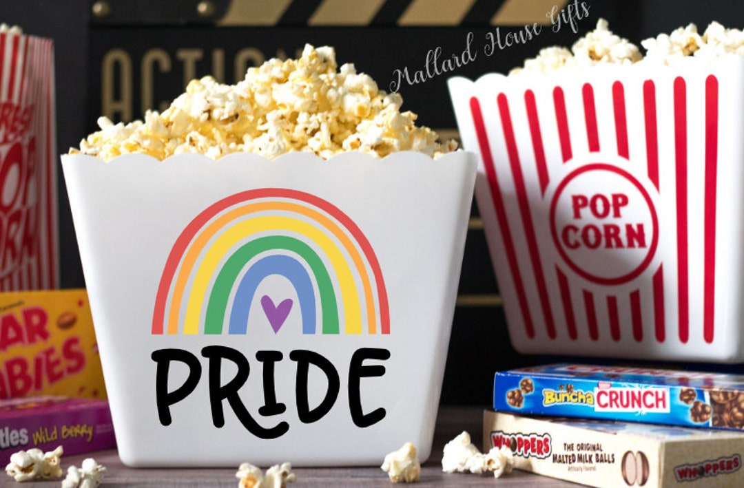 Pride Rainbow Popcorn Tub Party Favor Custom Popcorn Bowl Movie Night ...