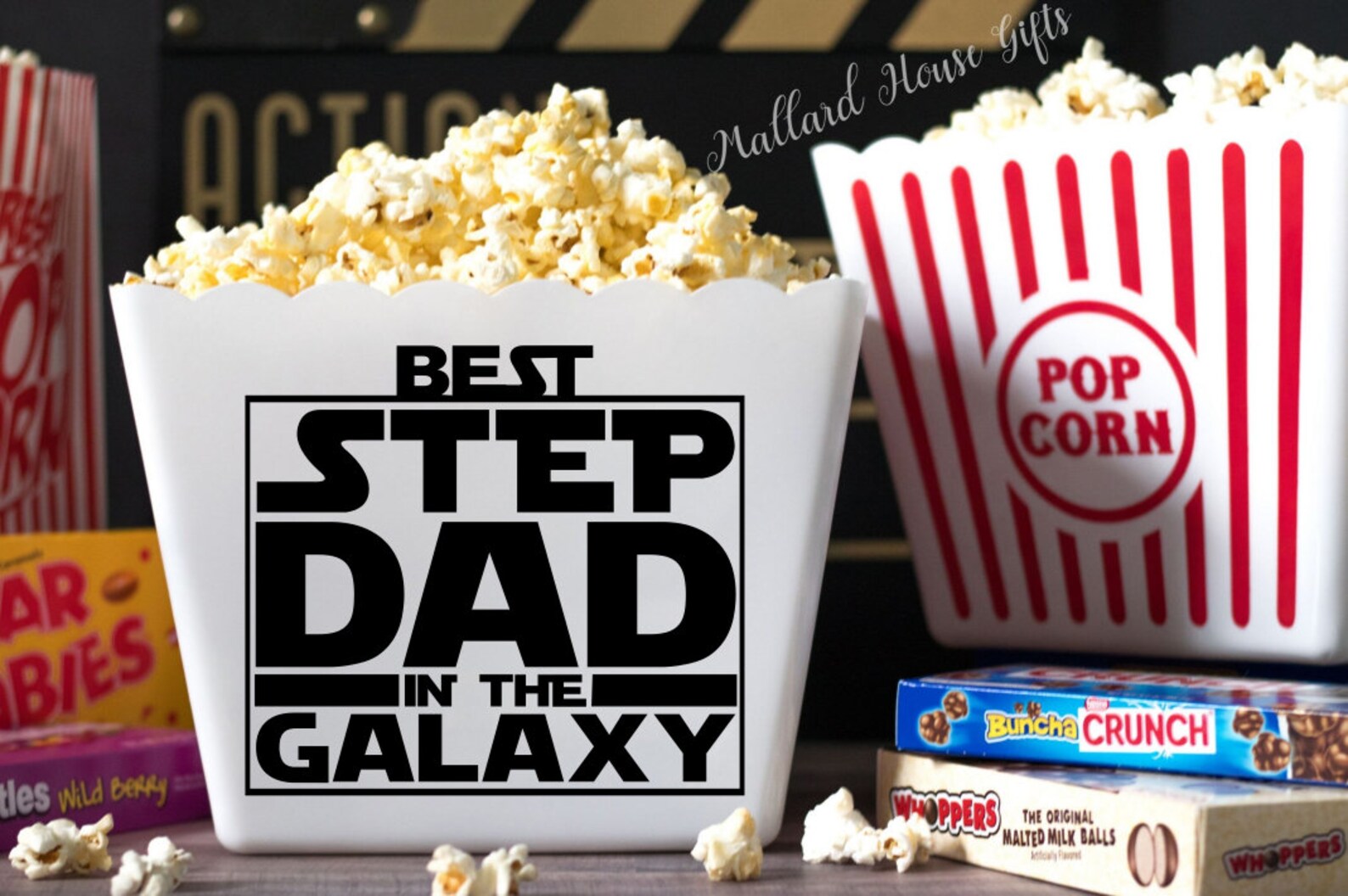Personalized Popcorn Tub Best Dad in the Galaxy Best Step Dad - Etsy