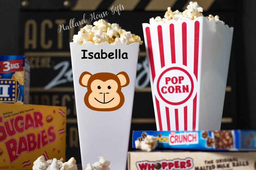 Personalized Monkey Popcorn Tub Individual Size Custom Popcorn Tub ...