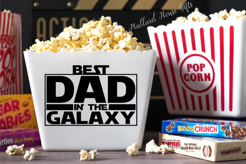 Personalized Popcorn Tub Best Dad in the Galaxy Best Step Dad - Etsy