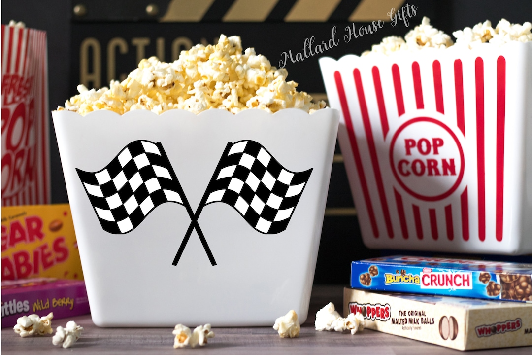 Personalized Race Day Checkered Flag Popcorn Tub Party Favor Custom ...