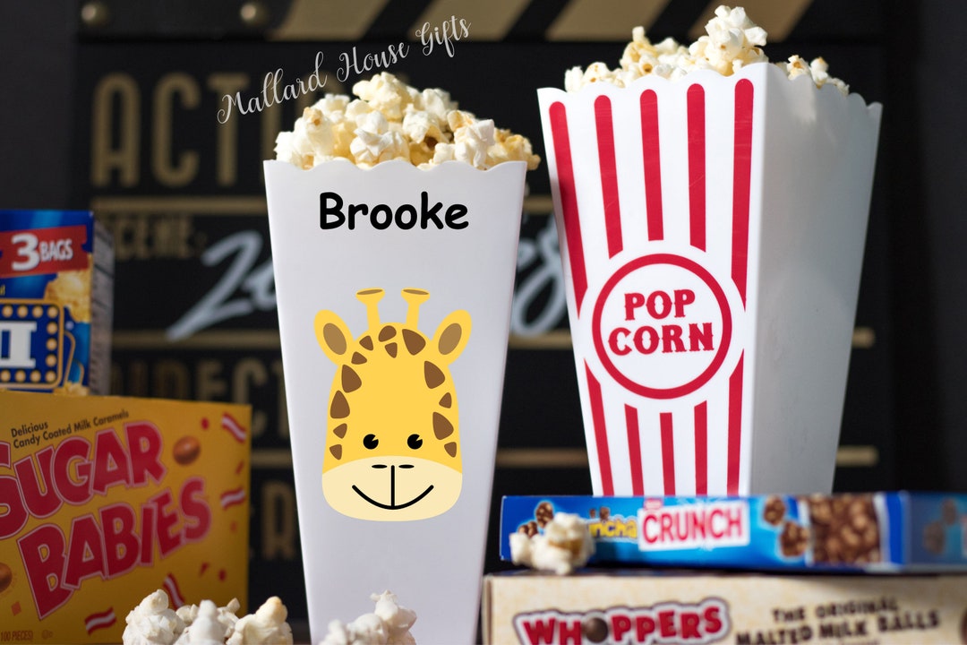 Personalized Giraffe Popcorn Tub Individual Size Custom Popcorn Tub ...
