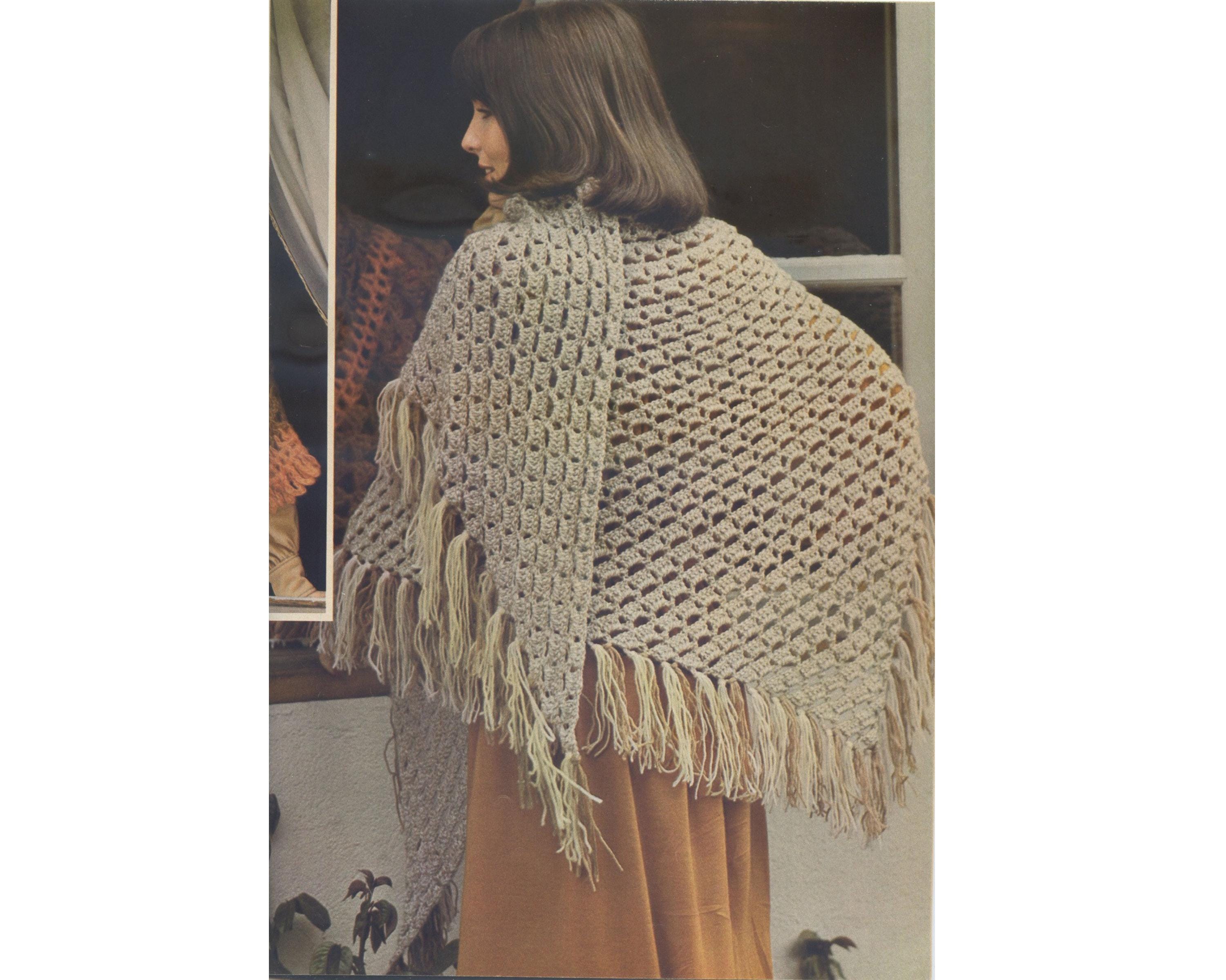 Vintage Crochet Shawl Capelet Pattern Bundle: 70s Retro Style (PDF ...