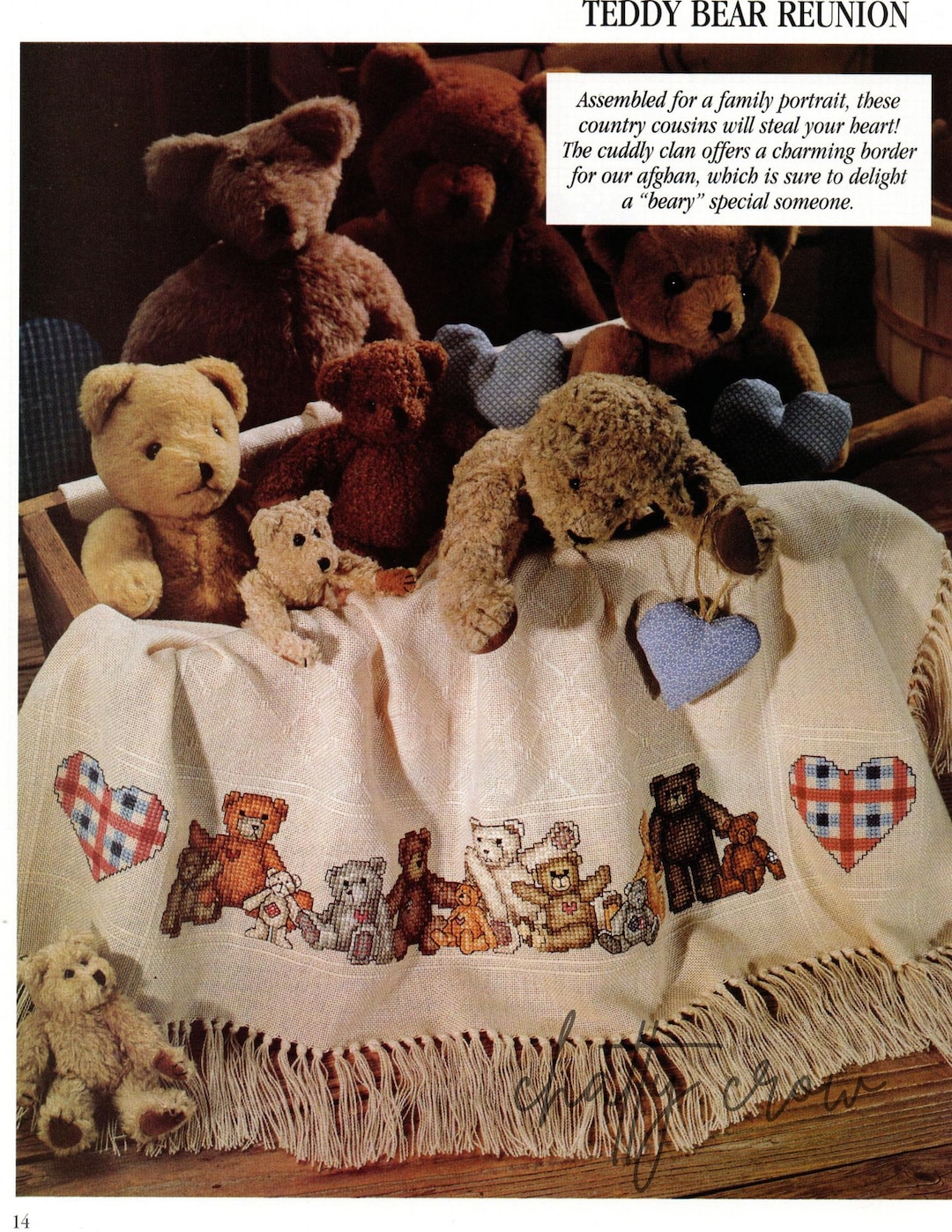 Vintage 80s Teddy Bear Reunion Cross Stitch Pattern PDF Instant ...